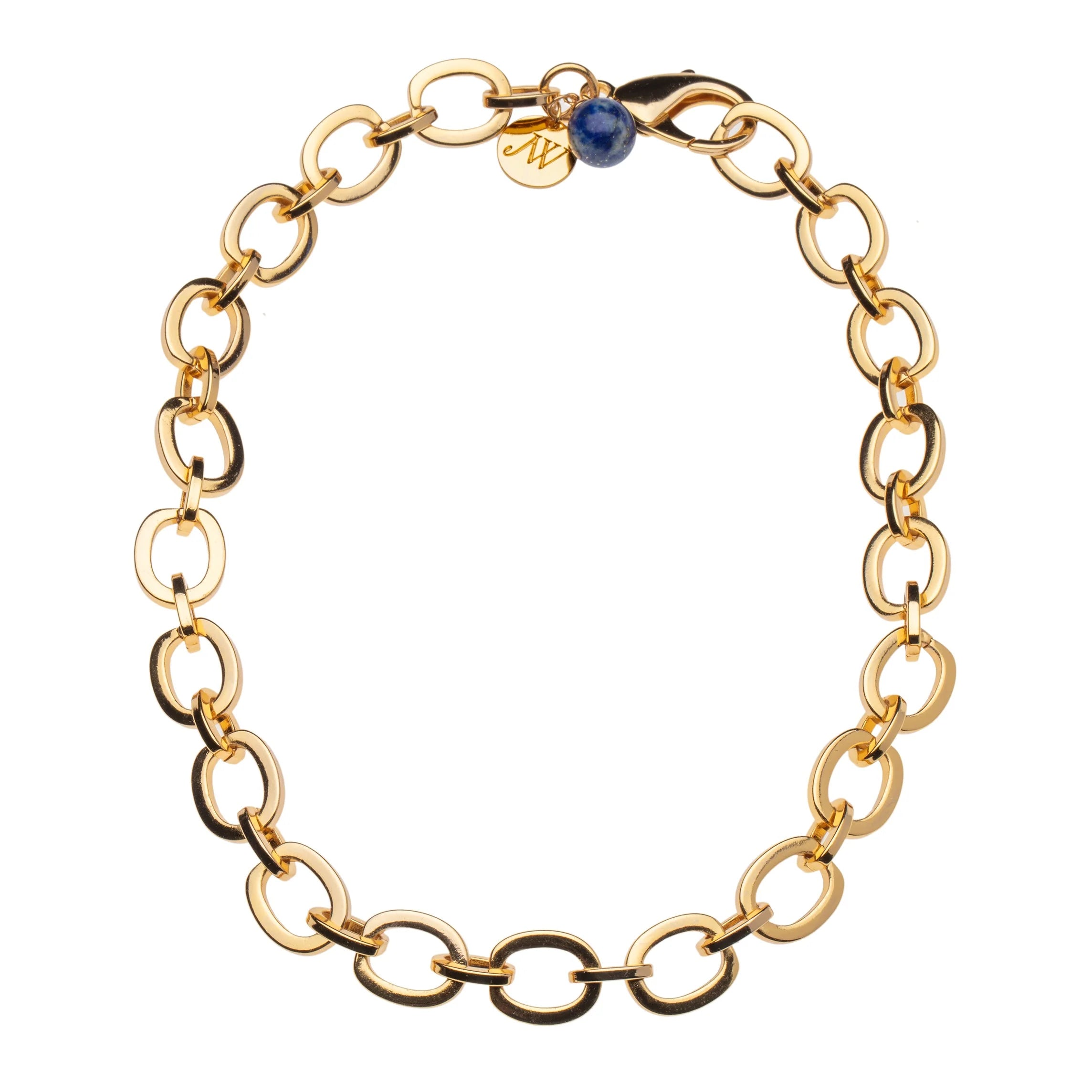 Chunky Link Chain with Lapis Bead - 16" – Nines Apparel