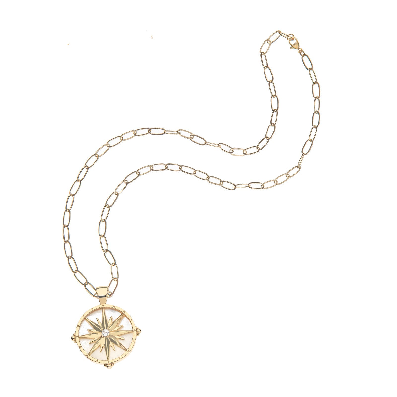 FOREVER Guiding Star Mother of Pearl Pendant - 18" Drawn Link Chain ...